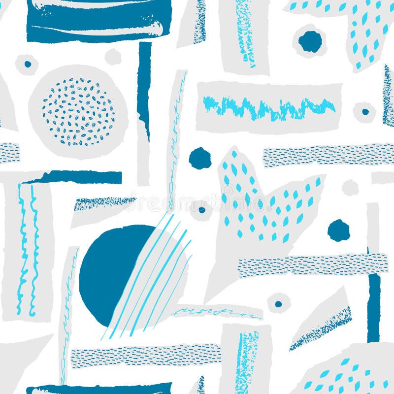 Vector Seamless Pattern. Torn Paper Decorated Paint and Ink Spots Stock ...