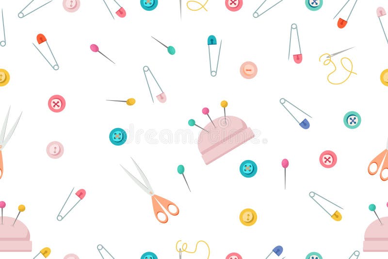 Vector Seamless Pattern Using Sewing Tools. Vector Illustration in a ...