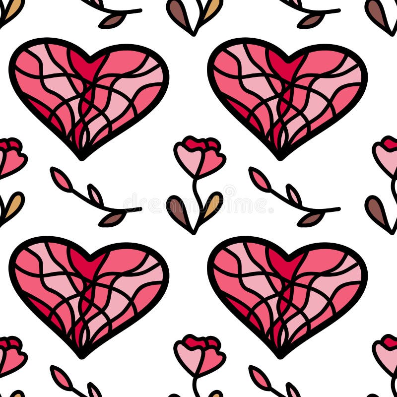 Vector Seamless Pattern on Valentine S Day, February 14 Stock Vector ...