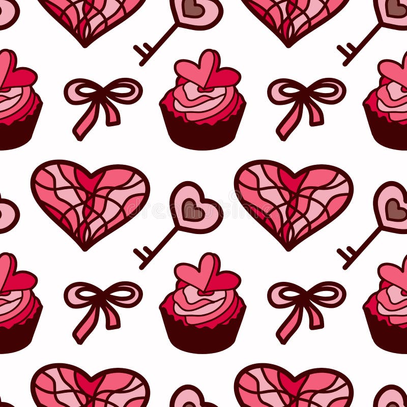 Vector Seamless Pattern on Valentine S Day, February 14 Stock Vector ...
