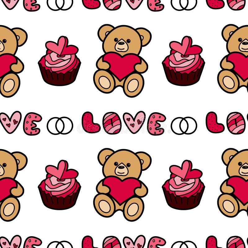 Vector Seamless Pattern on Valentine S Day, February 14 Stock Vector ...