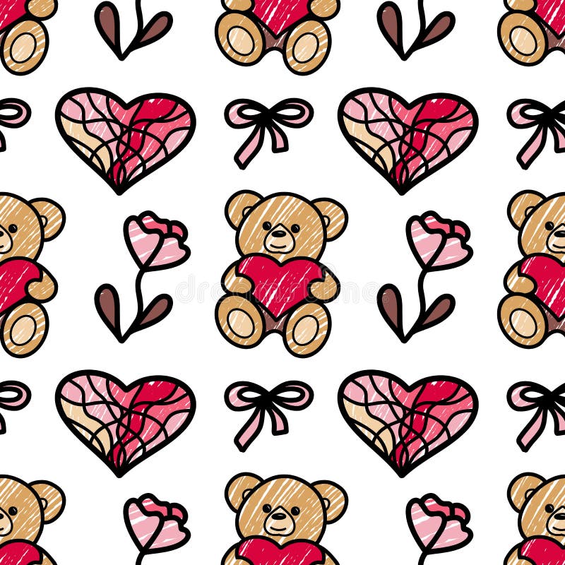 Vector Seamless Pattern on Valentine S Day, February 14 Stock Vector ...
