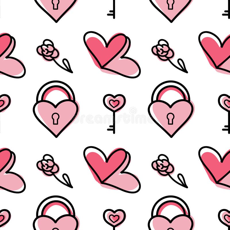 Vector Seamless Pattern on Valentine S Day, February 14 Stock Vector ...
