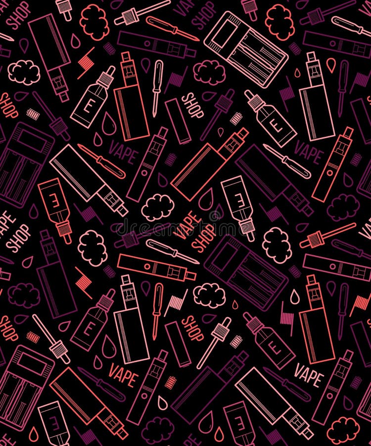 Vector Seamless Pattern of Vape and Accessories Stock Vector ...