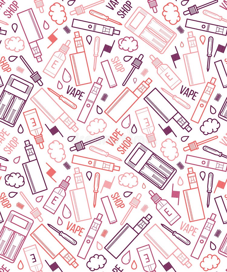 Vector Seamless Pattern of Vape Stock Vector - Illustration of bottle ...