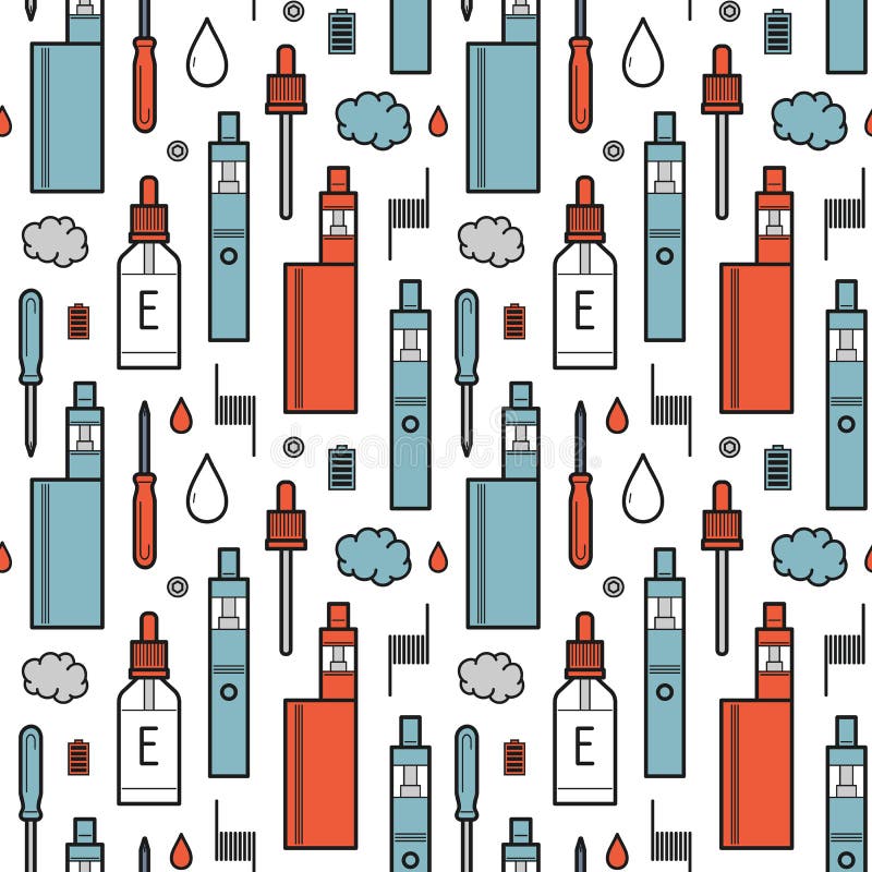 Vector Seamless Pattern of Vaporizer and Accessories Stock Vector ...