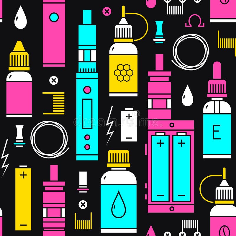 Vector Seamless Pattern of Vaporizer and Accessories Stock Vector ...