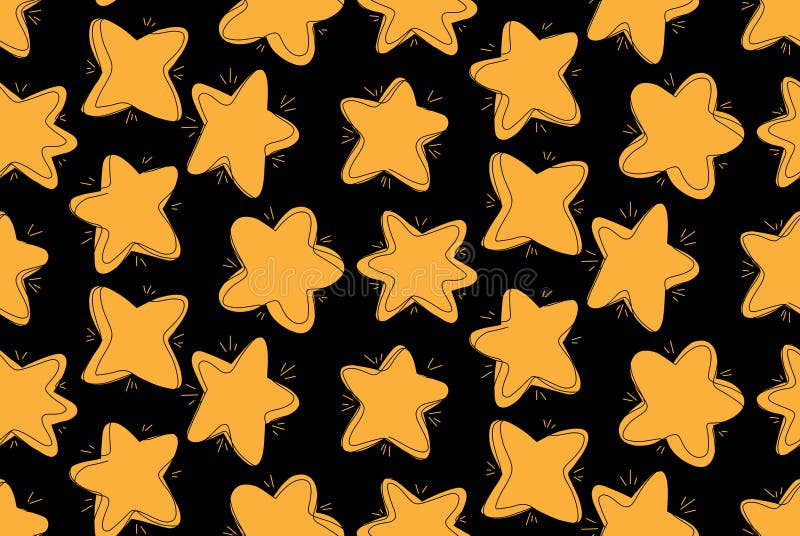 Vector Seamless Pattern with Various Cartoon Stars with Scribble ...