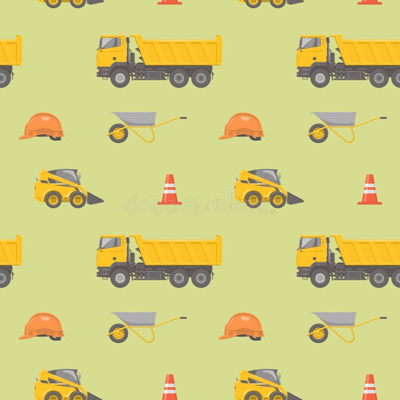 Vector Seamless Pattern with Various Construction Equipment Stock ...