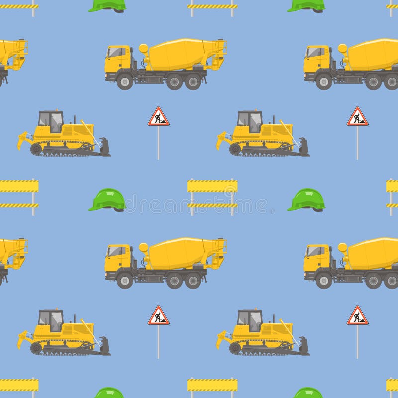 Vector Seamless Pattern with Various Construction Equipment Stock ...