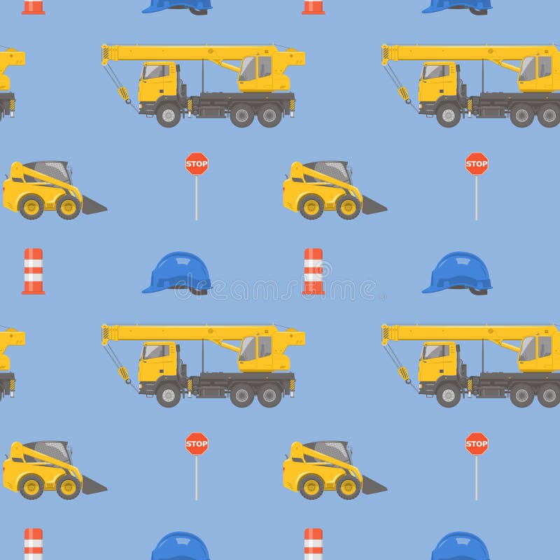 Vector Seamless Pattern with Various Construction Equipment Stock ...