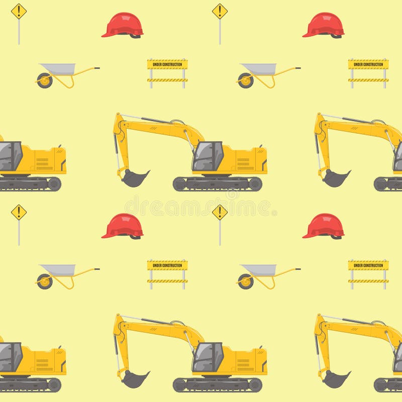 Vector Seamless Pattern with Various Construction Equipment Stock ...