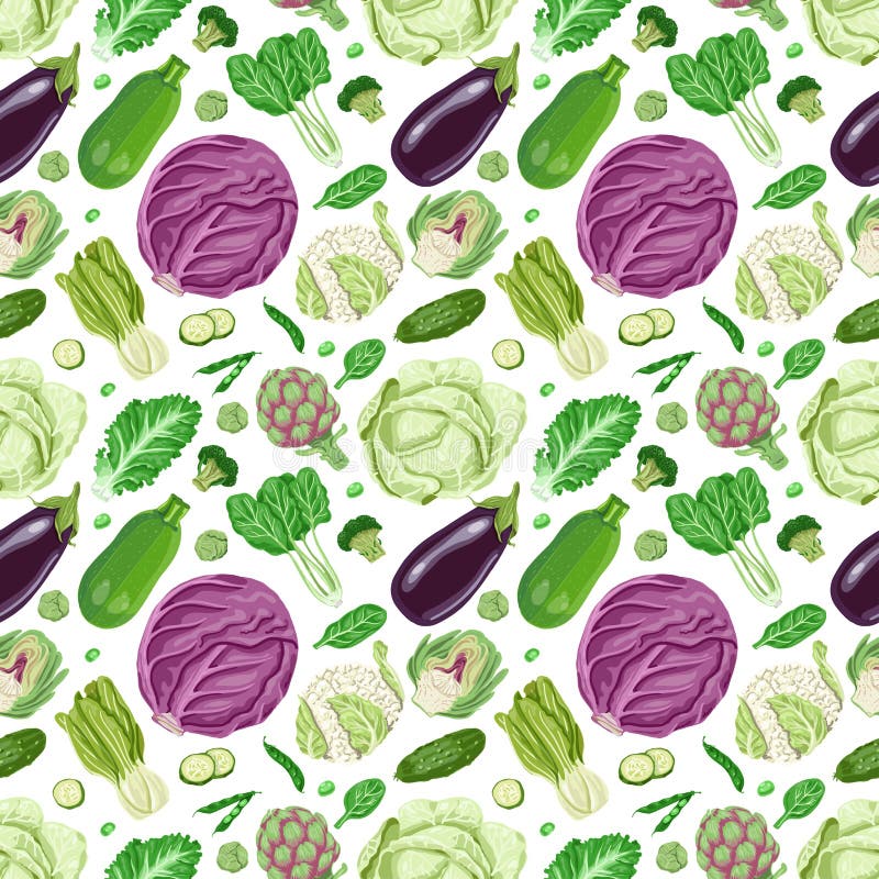 Vector Seamless Pattern with Vegetables Stock Vector - Illustration of ...