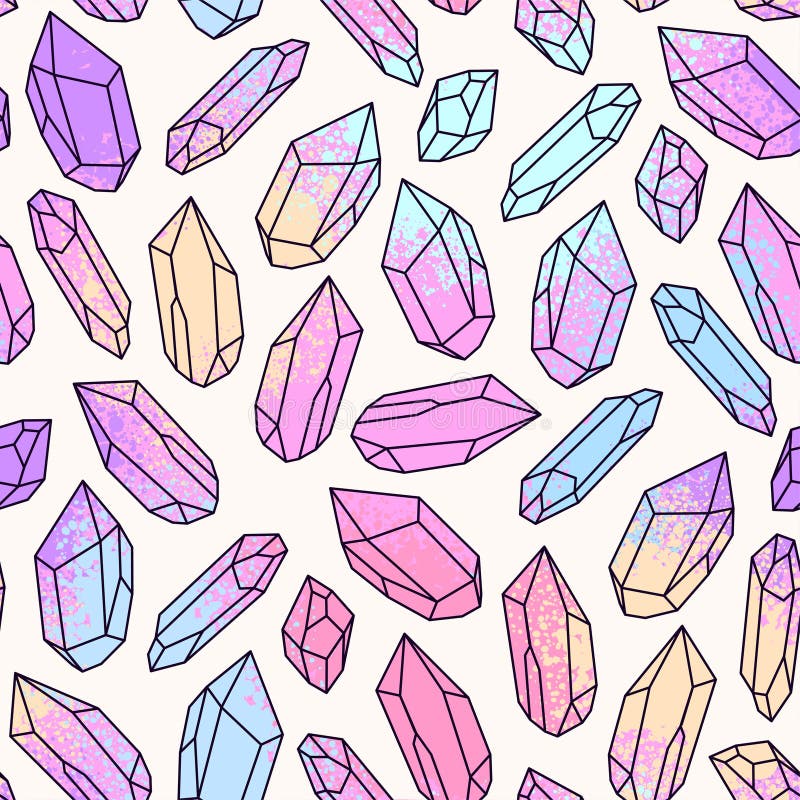 Vector Seamless Pattern with Vibrant Crystal Gems Stock Vector ...