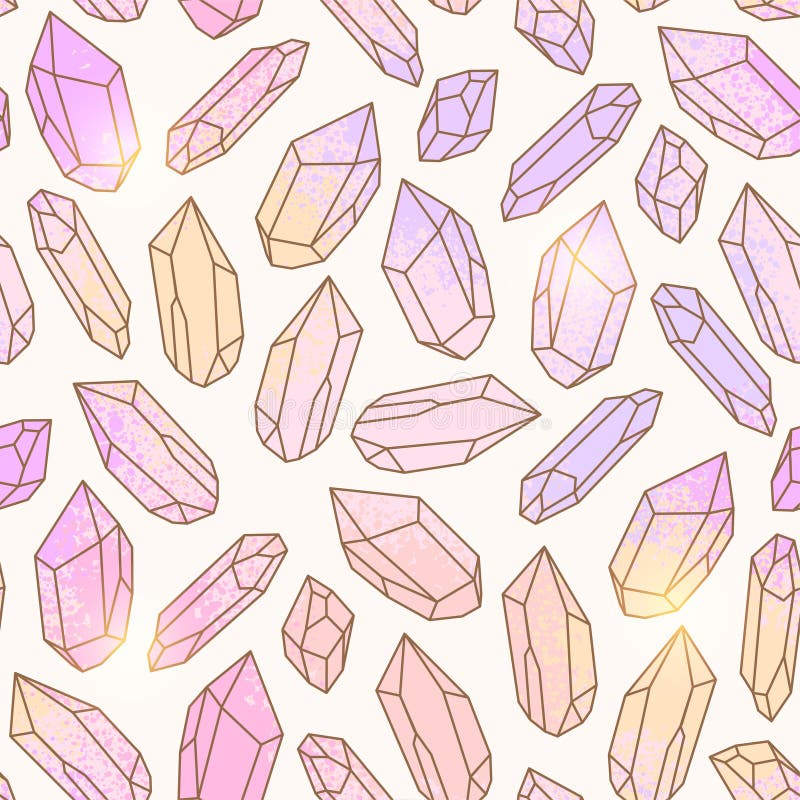 Vector Seamless Pattern with Vibrant Crystal Gems Stock Vector ...