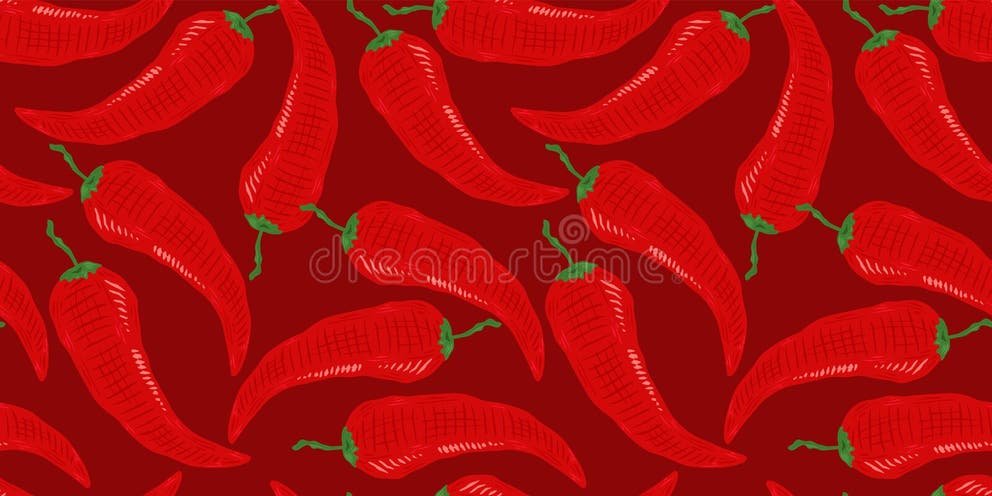 Vector Seamless Pattern of Vintage Chilli Pattern Stock Vector ...