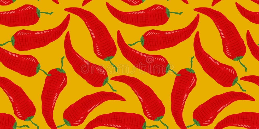 Vector Seamless Pattern of Vintage Chilli Pattern Stock Vector ...