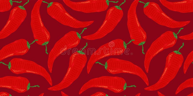 Vector Seamless Pattern of Vintage Chilli Pattern Stock Vector ...
