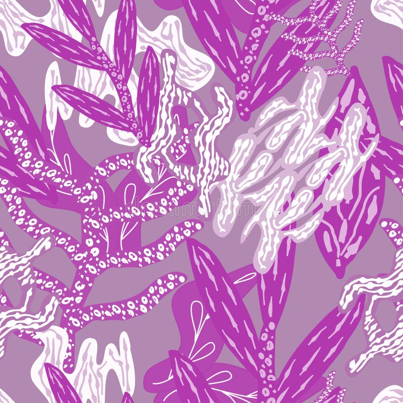 Vector Seamless Pattern with Violet and Pink Colored Plants with ...