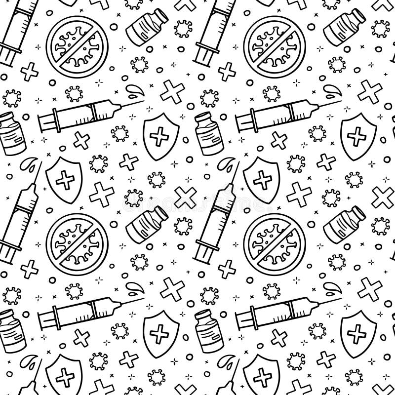 Vector Seamless Pattern of Virus Vaccine and Injection Stock Vector ...