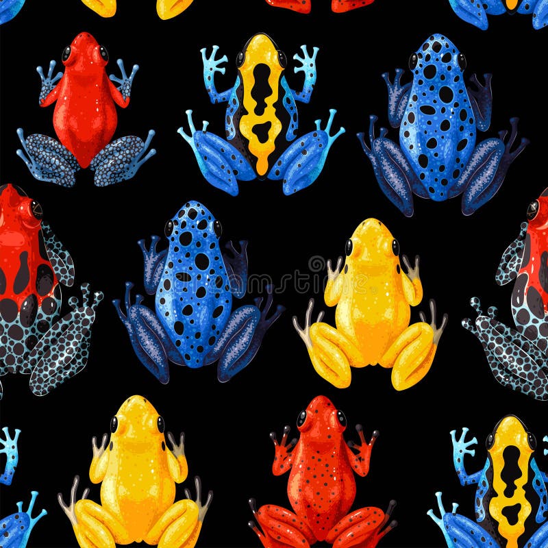 Vector Seamless Pattern with Vivid Tropical Frogs Stock Vector ...