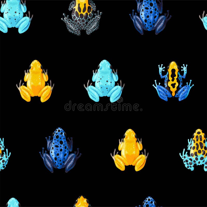 Vector Seamless Pattern with Vivid Tropical Frogs Stock Illustration ...