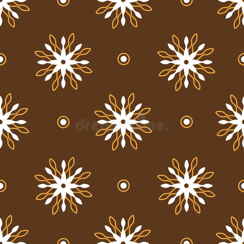 Vector Seamless Pattern with White Abstract Snowflakes on Brown ...