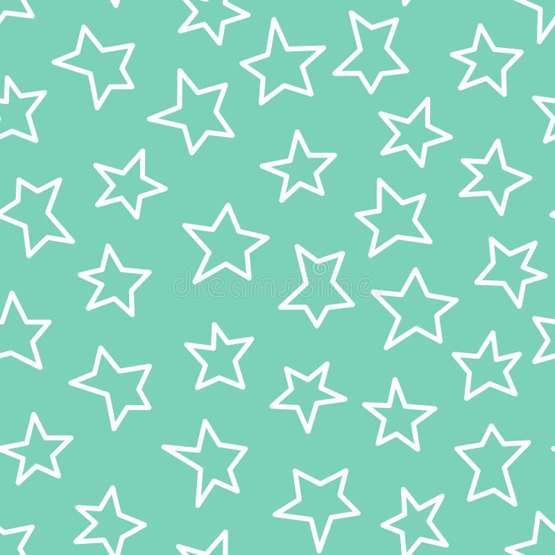 Vector Seamless Pattern of White Abstract Stars on Mint Backgrou Stock ...