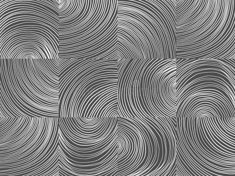 Vector Seamless Pattern. White Curved Lines on Black Background Stock ...