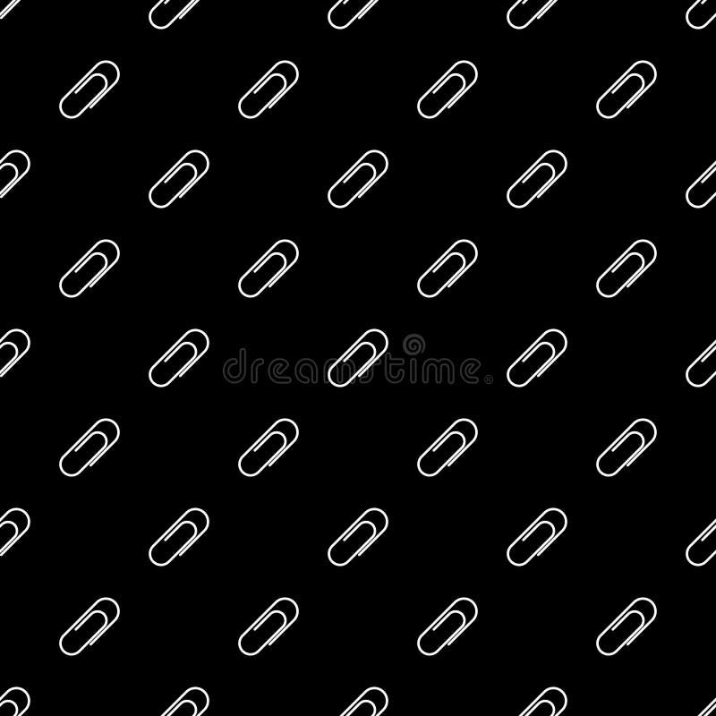 Vector Seamless Pattern of White Paper Clip on Black Background Stock ...
