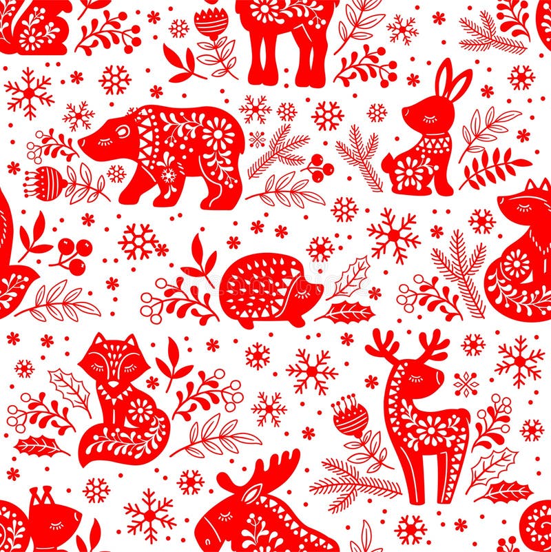 Seamless Pattern Elk Flowers Stock Photos - Free & Royalty-Free Stock ...