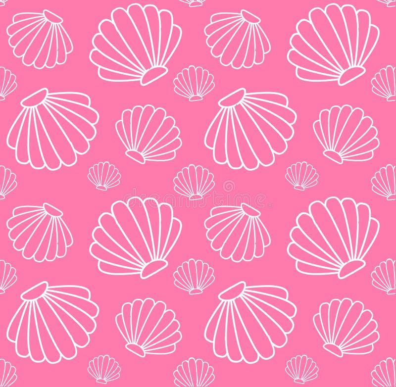 Vector Seamless Pattern of White Shell on Pink Stock Vector ...