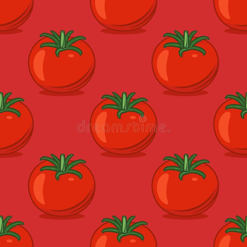 Vector Seamless Pattern with Whole Red Tomato on Red Background. Fresh Tomato Print for Textile ...