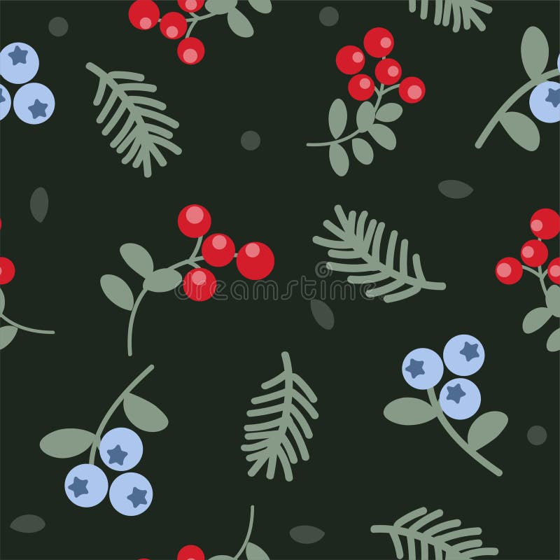 Vector Seamless Pattern with Wild Berries Stock Vector - Illustration ...