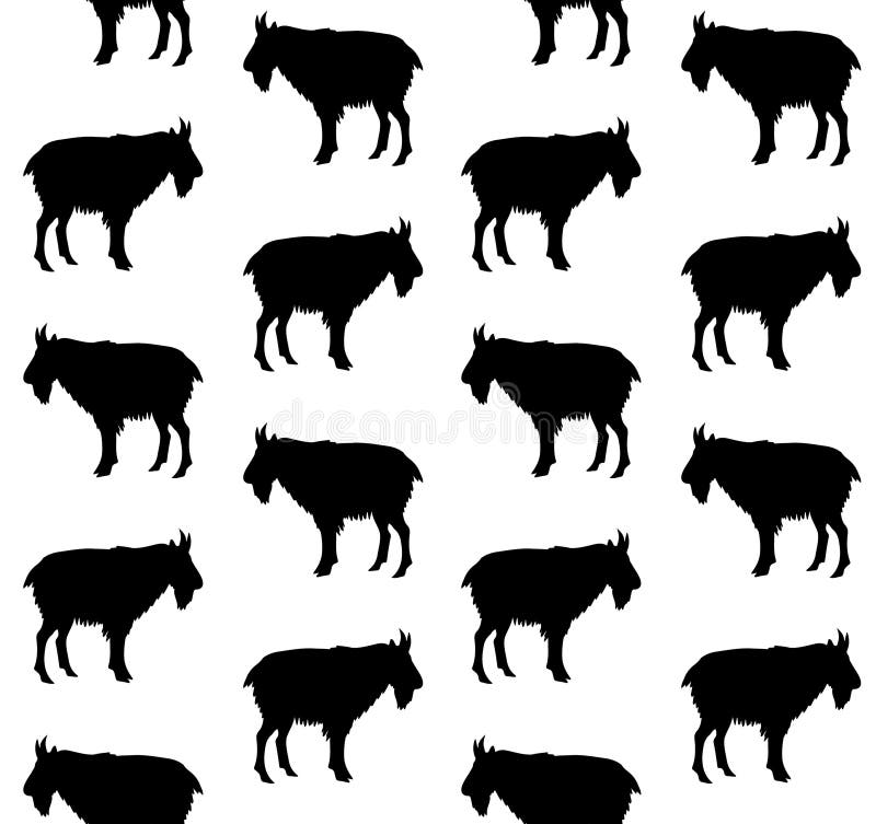 Vector Seamless Pattern of Wild Goat Silhouette Stock Illustration ...