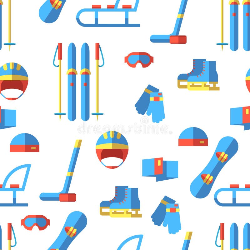 Vector Seamless Pattern with Winter Sport Elements Stock Vector ...