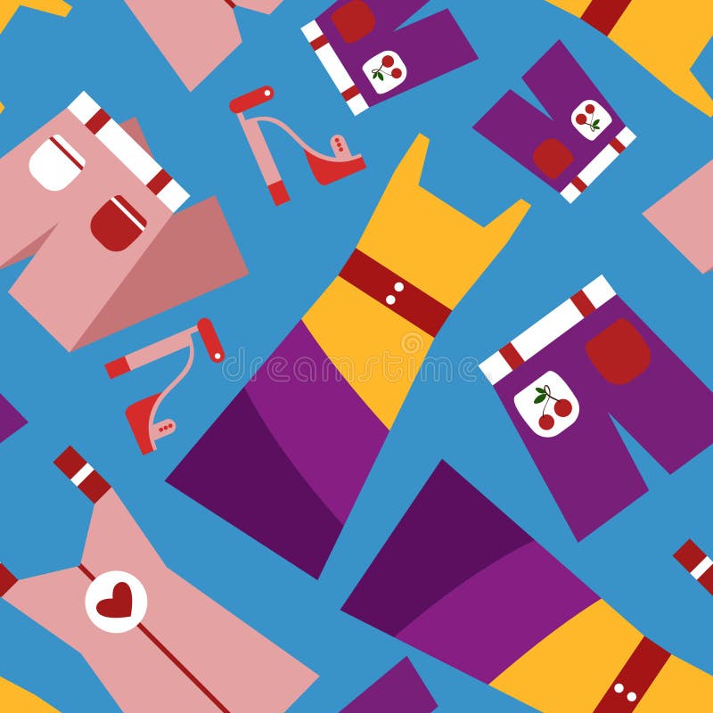 Vector Seamless Pattern with Women`s Clothing Set Stock Vector ...