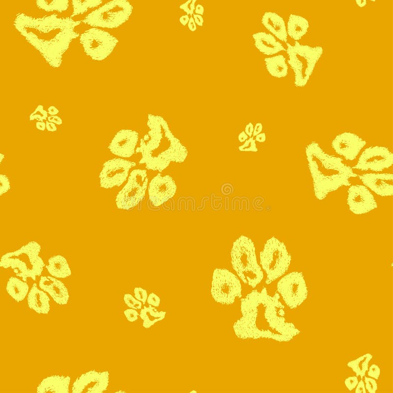 Vector Seamless Pattern from Yellow Dogs Footprint. Stock Vector ...