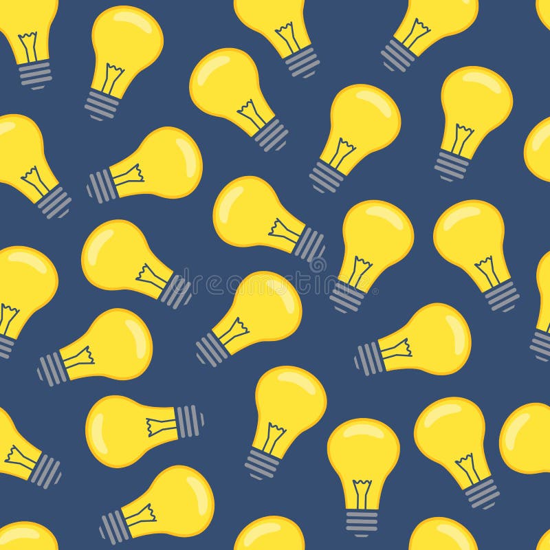 Vector Seamless Pattern from Yellow Light Bulbs, Electric Lamps. Stock ...
