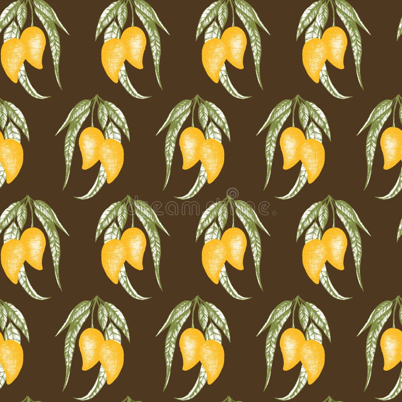 Seamless Hand Drawn Pattern Mango Vector Stock Illustrations – 558 ...