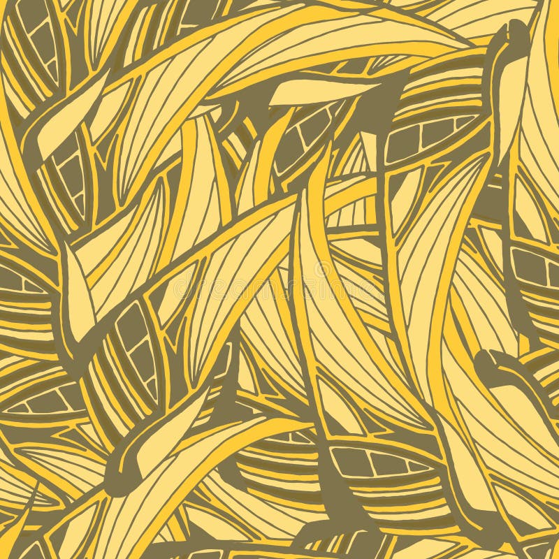Vector Seamless Pattern with Yellow Tropical Leaves Stock Vector ...