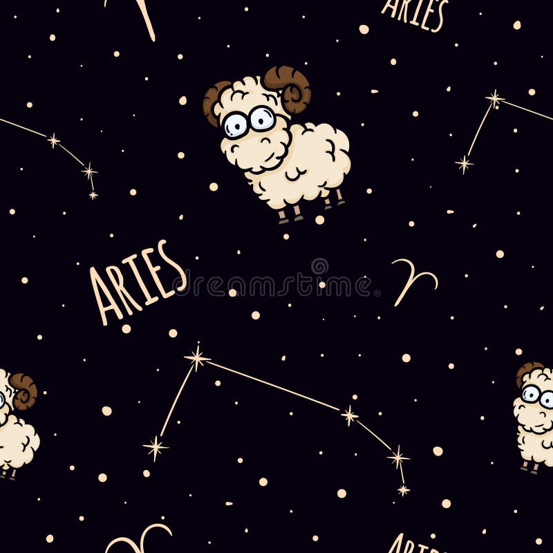 Vector Seamless Pattern with the Zodiac Sign Aries. Background with ...
