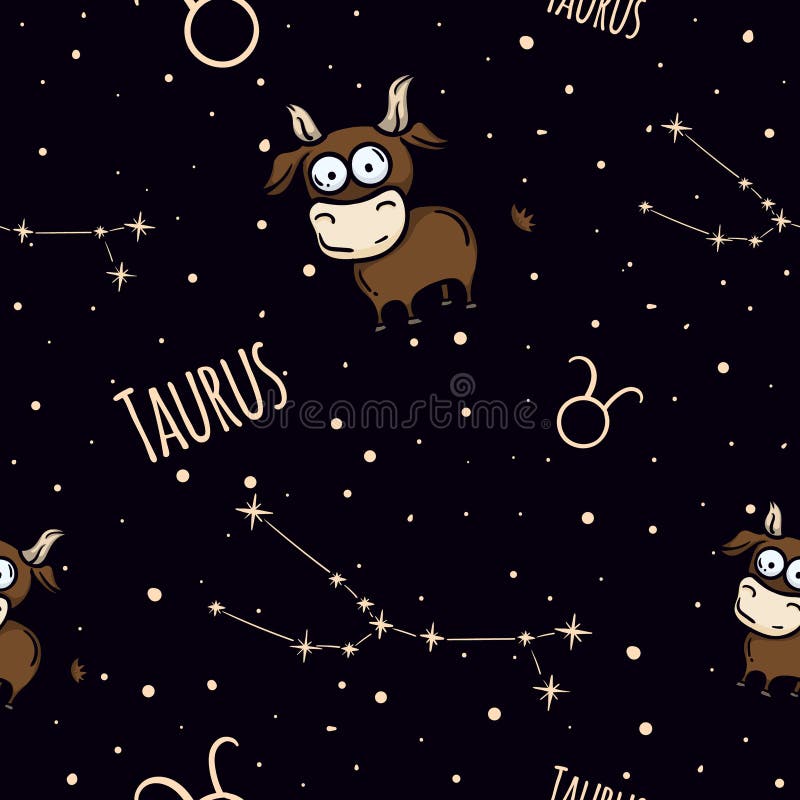 Vector Seamless Pattern with the Zodiac Sign Taurus. Background with ...