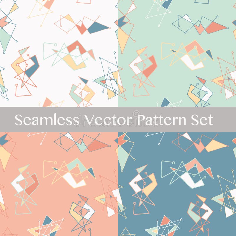 Set of 4 Hand Drawn Cute Seamless Patterns Stock Vector - Illustration ...