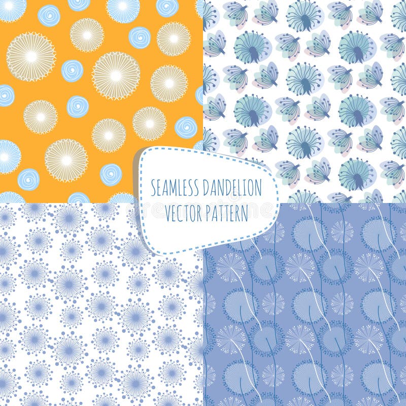 Vector Seamless Patterns with Dandelions. Endless Spring Fabric ...
