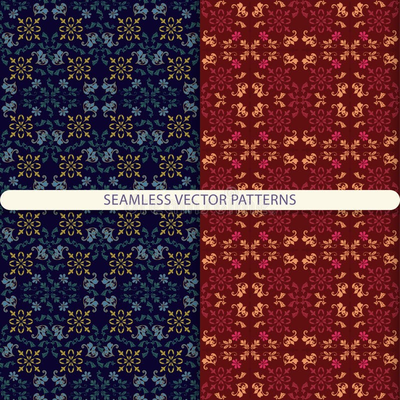 Vector Seamless Patterns with Ornament Elements and Botanical Elements ...