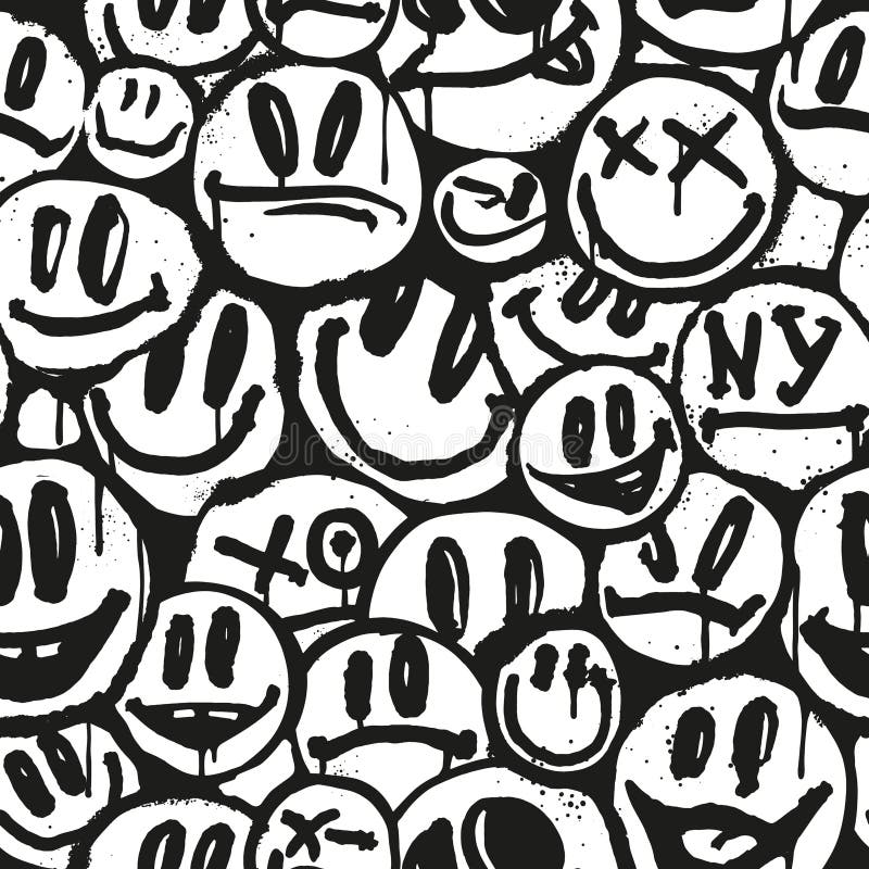 Vector Seamless Patterns. Trendy Endless Unique Wallpaper with Graffiti ...