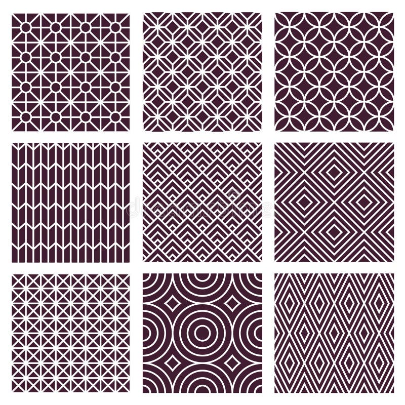 Set of Geometric Seamless Patterns Stock Vector - Illustration of ...