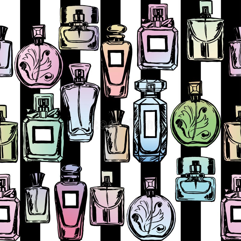 Perfume Bottle Seamless Pattern, Watercolor Illustration. Stock ...
