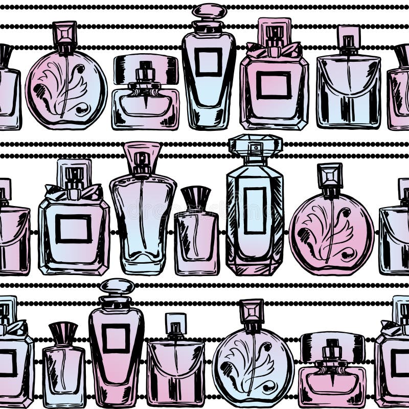 Perfume Bottle Seamless Pattern, Watercolor Illustration. Stock ...